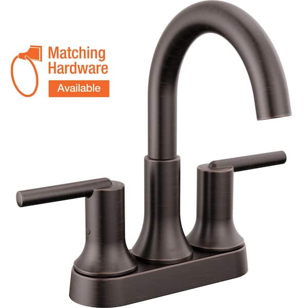 Delta Trinsic 4 in. Centerset Double Handle Bathroom Faucet in Venetian Bronze 2559-RBMPU-DST ...