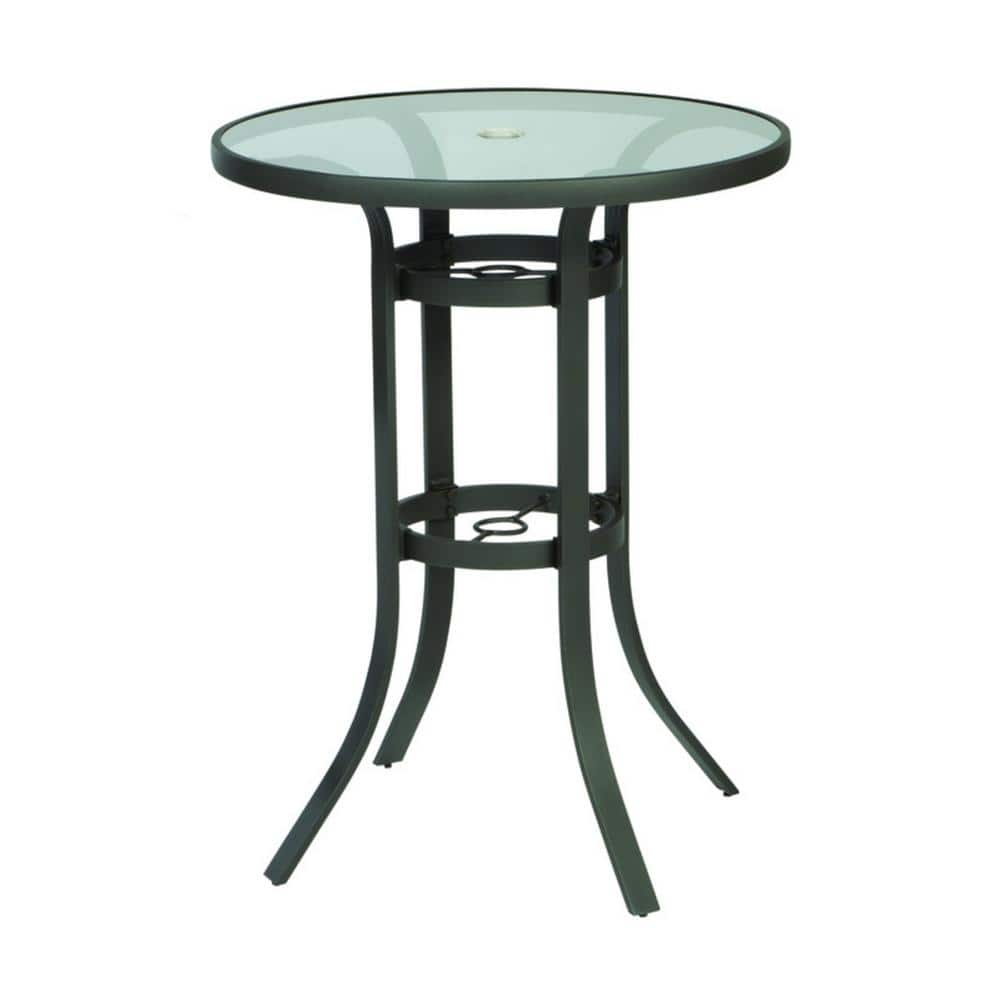 LIVING ACCENTS Icarus Brown Round Glass Balcony Table 8048154 - The ...
