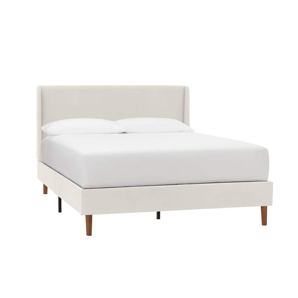 StyleWell Handale Easy Street Khaki Queen Upholstered Mid Century Bed XDL1008 BED The Home Depot