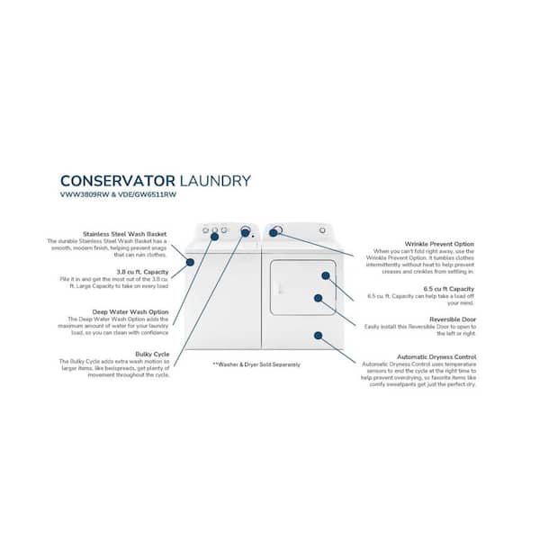 CONSERVATOR 6.5 cu. ft. Vented Front load Electric Dryer in White with ...