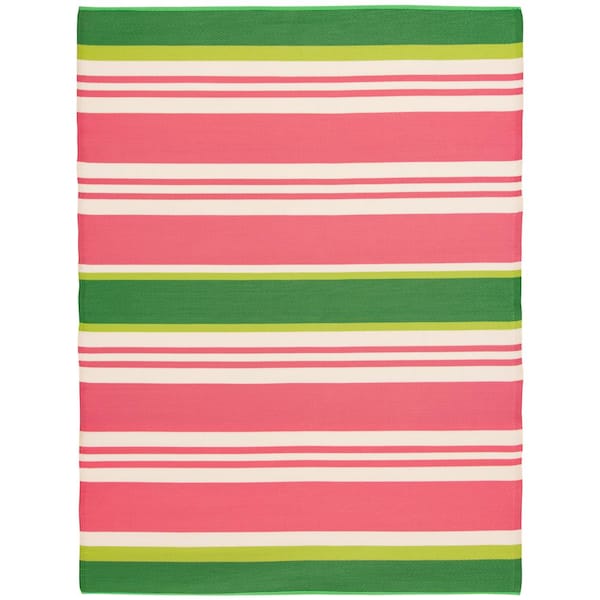 Strawberry Stripe Multi 6 ft. x 8 ft. Indoor/Outdoor Area Rug PLV0017 ...