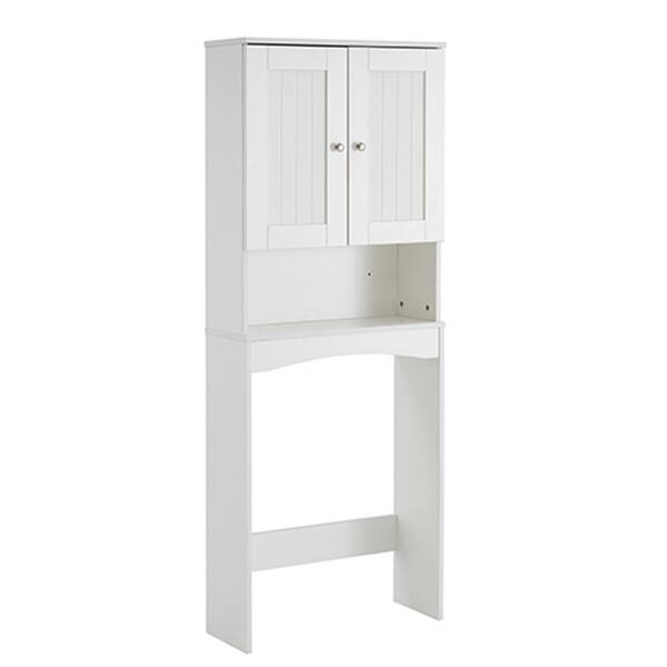 FUNKOL Matte White Minimalist 2-Shelf MDF Wooden Storage Cabinet ...