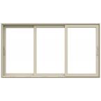 JELD-WEN V4500 Multi-Slide 141 in. x 80 in. Universal Handing Low-E Desert Sand Vinyl 3-Panel ...