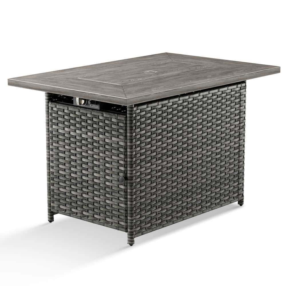 Gymojoy Carolina 41 in. Gray Wicker Outdoor Rectangular 50,000 BTU ...
