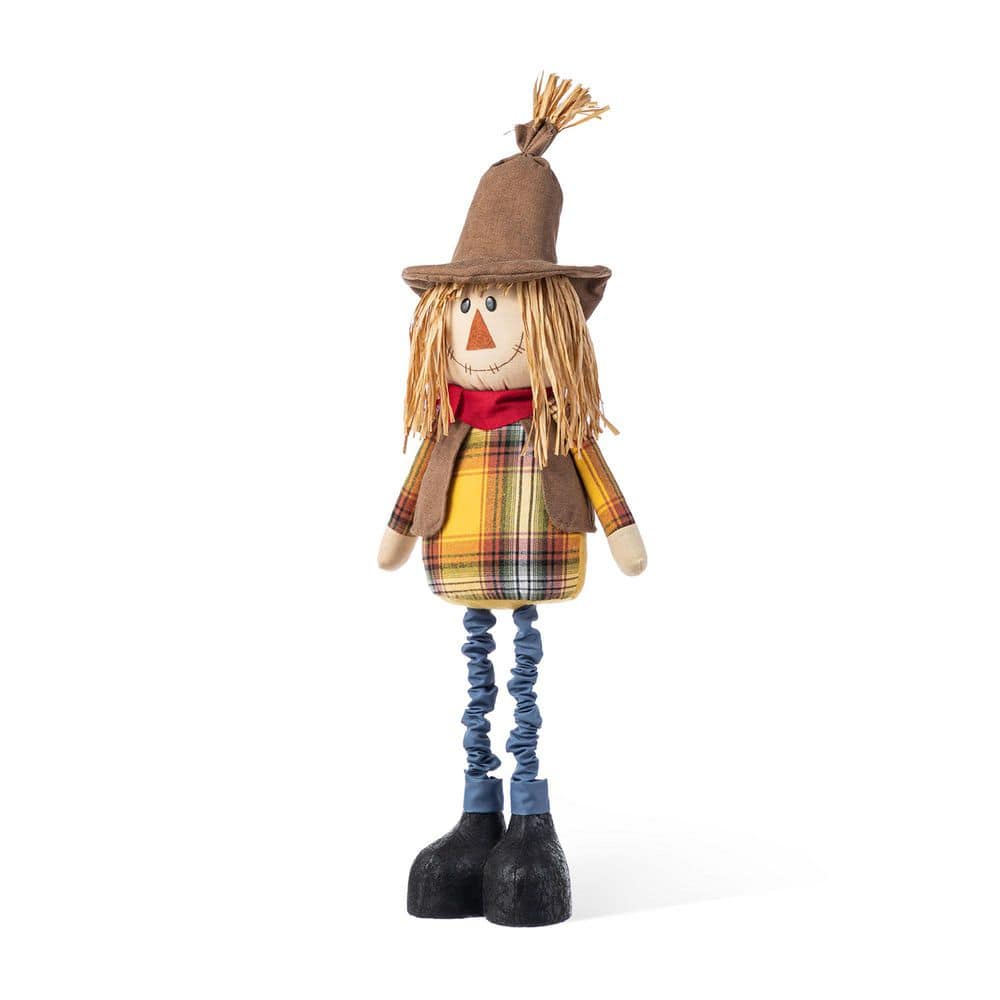 Glitzhome 33-38 in. Fall Fabric Scarecrow Porch Decor With Telescoping ...