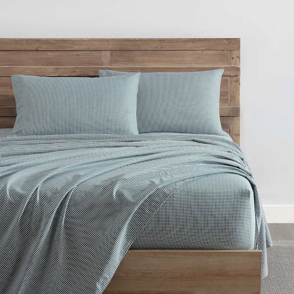 Nautica Bayside Plaid 4-Piece Deep Green Poly Flannel Queen Sheet Set ...