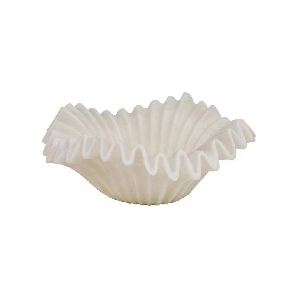 White Irregular Resin 12 in. Ruffle Decorative Bowl Decor HDDCBV5CWK ...