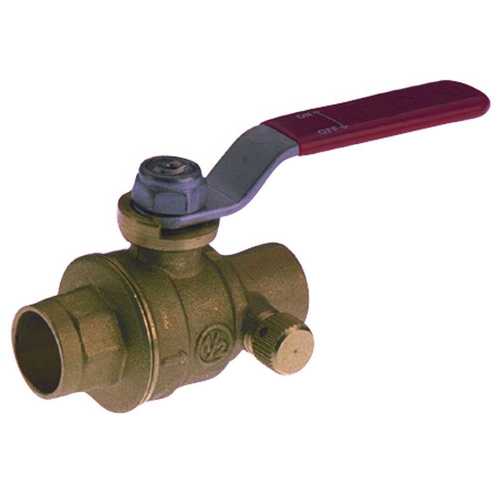 Mueller Global 3/4 in. Forged Brass Solder Ball and Waste Valve 107 ...