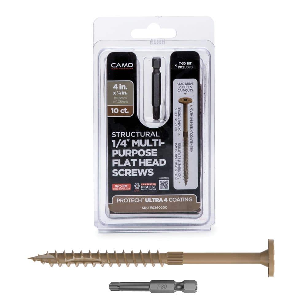 CAMO 1/4 in. x 4 in. Star Drive Flat Head Multi-Purpose Structural Wood ...