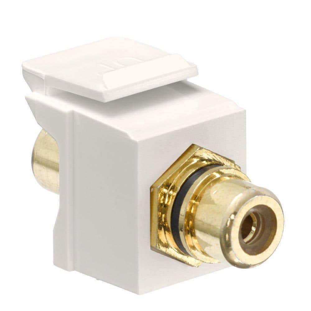 Leviton QuickPort RCA Gold-Plated Connector Black Stripe, Light Almond ...