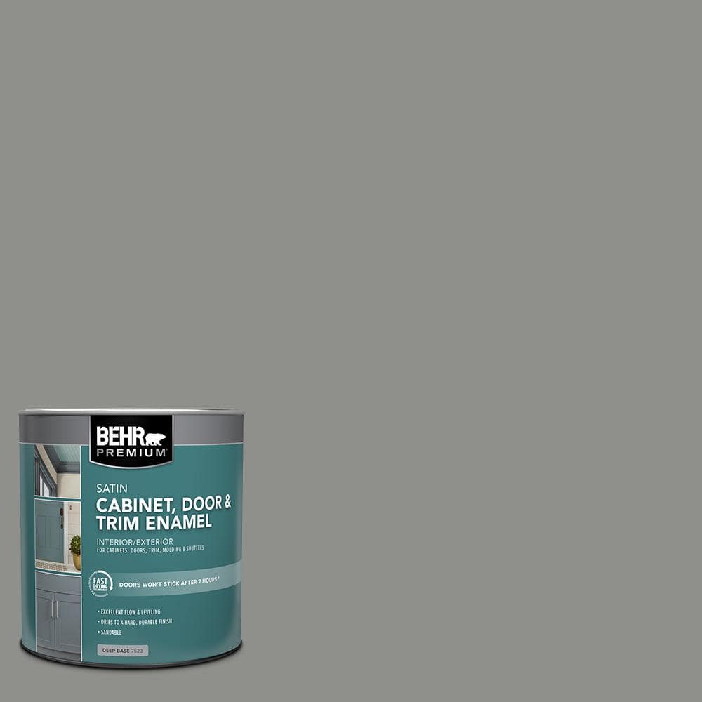 BEHR PREMIUM 1 qt. #PPU24-20 Letter Gray Satin Enamel Interior/Exterior ...