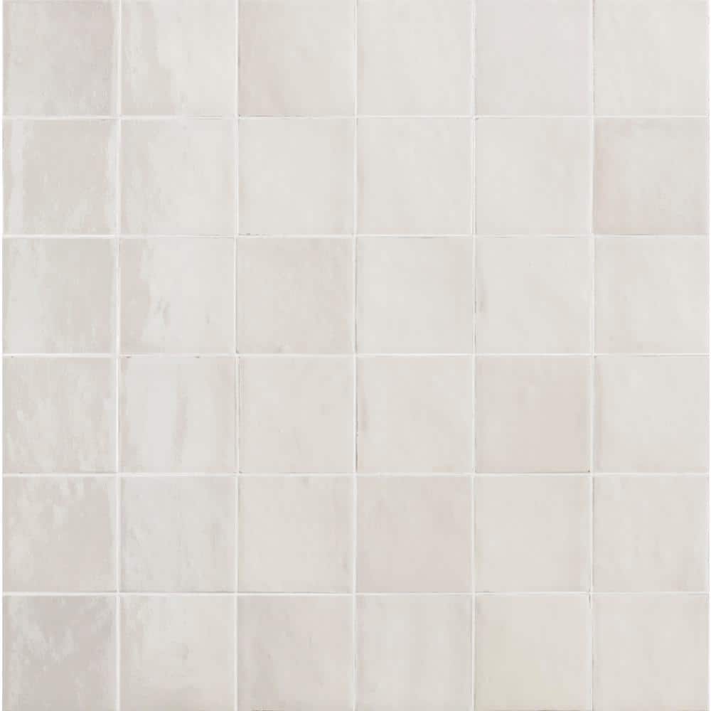 Marazzi Zellige Neo Gesso Glossy 4 in. x 4 in. Glazed Ceramic Undulated ...
