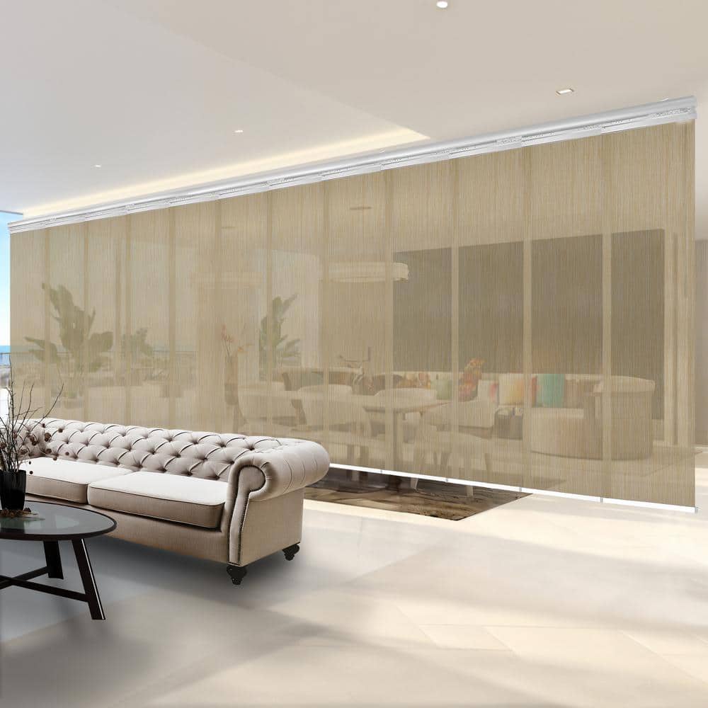 EMOH Wheat 140 in. - 260 in. W x 116 in. L Adjustable 12-Panel White ...