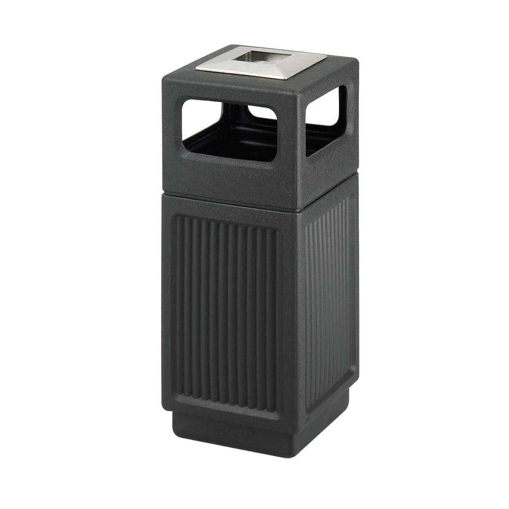 Safco 15-Gallon Recessed Paneled Outdoor Trash Can Receptacle with 9 in ...