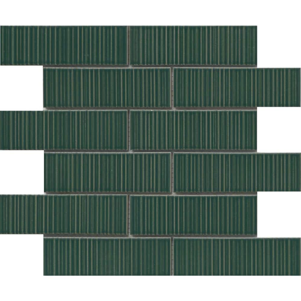 EMSER TILE Ornami Tant 11 in. x 12 in. Glossy Ceramic Offset Mosaic ...
