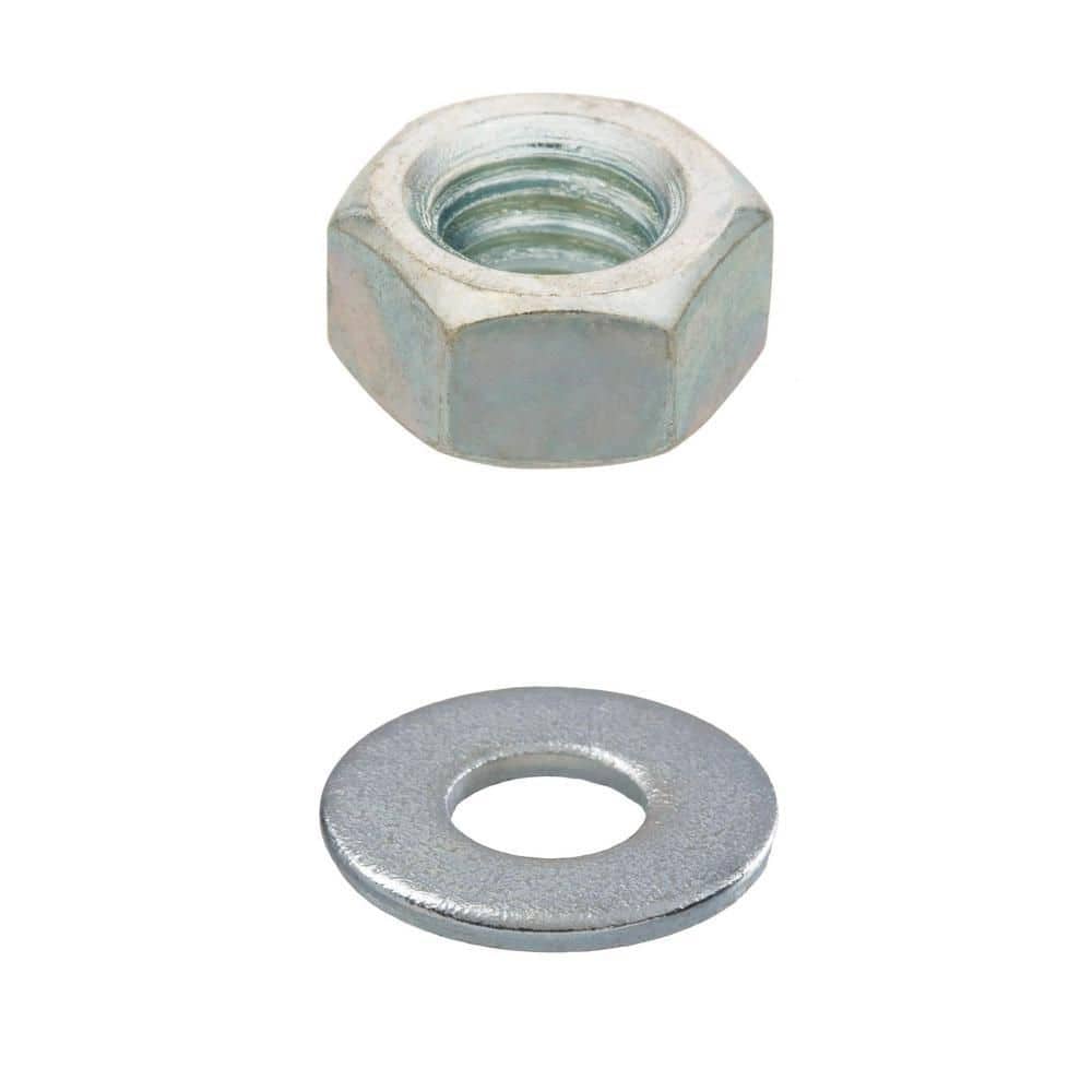 Everbilt 3/8 in.-16 tpi Zinc Hex Nut (100-Pack) and 3/8 in. Zinc Flat Washer (100-Pack) Combo ...