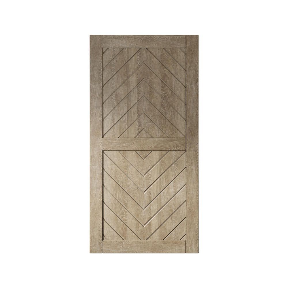 HOMACER JT2 32 in. x 80 in. C-Panel Solid Core Classic Gray Fishbone ...