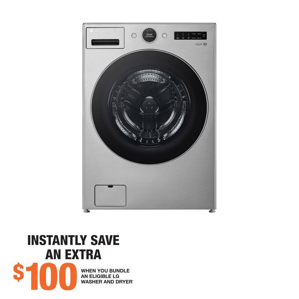 LG 4.5 cu. ft. Stackable Smart Front Load Washer in Graphite Steel with ...