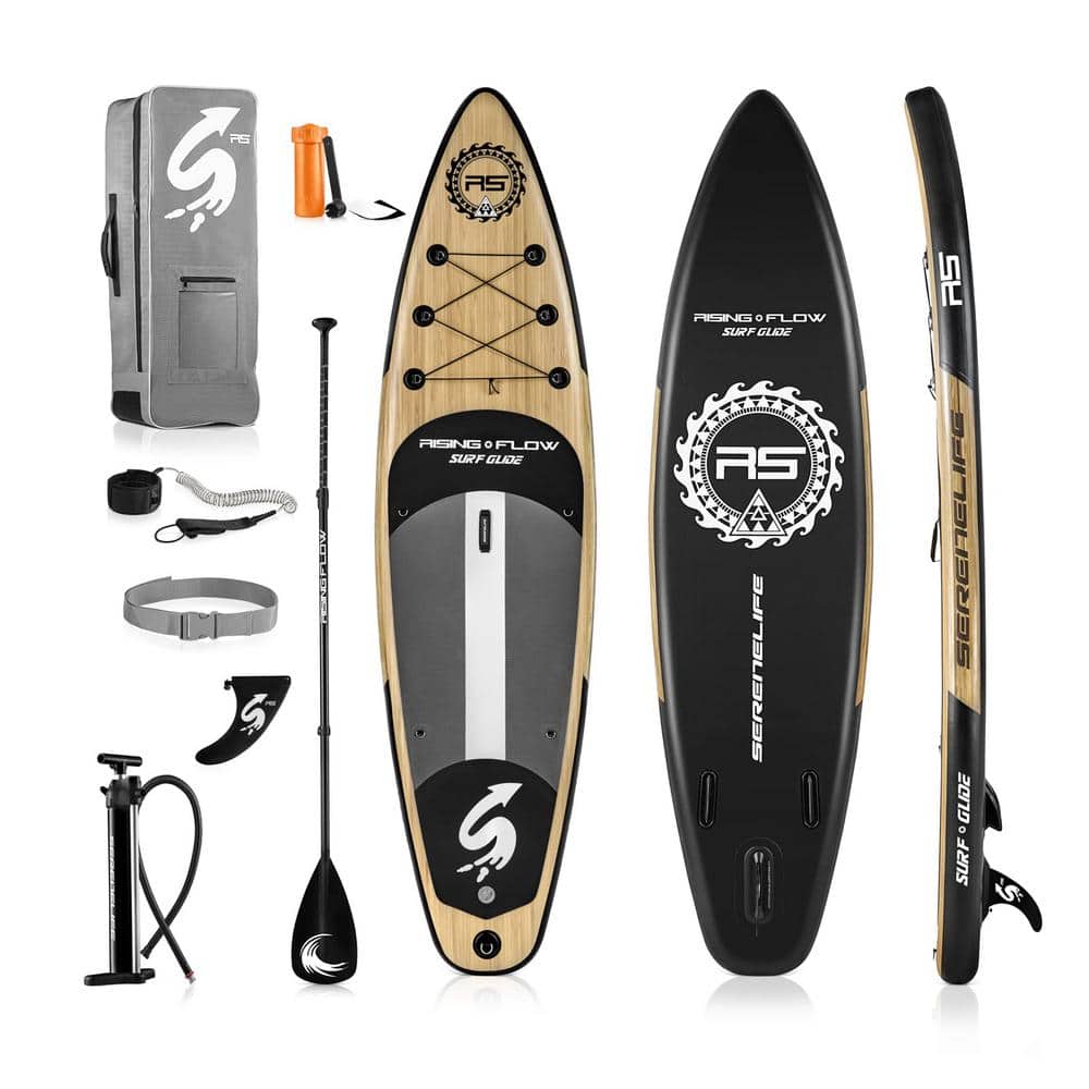 Wide Non-Slip 126 in. Wood Brown PVC Inflatable Paddleboard with ...