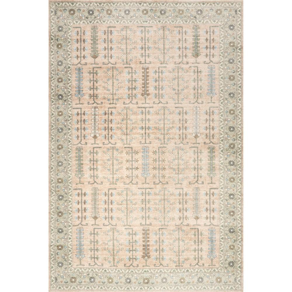 RUGS USA Mythic Wool Cotton Peach Multi 10 ft. x 14 ft. Indoor/Outdoor ...
