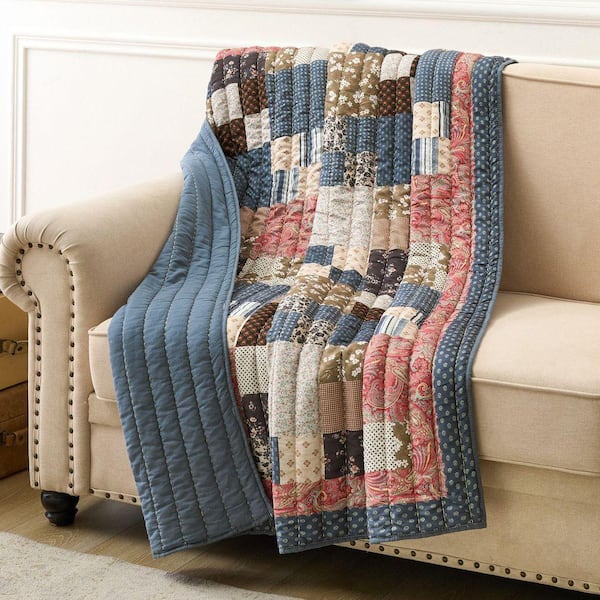 Greenland Home Fashions Shiloh Calico Patchwork 50 in. x 60 in. Cotton ...