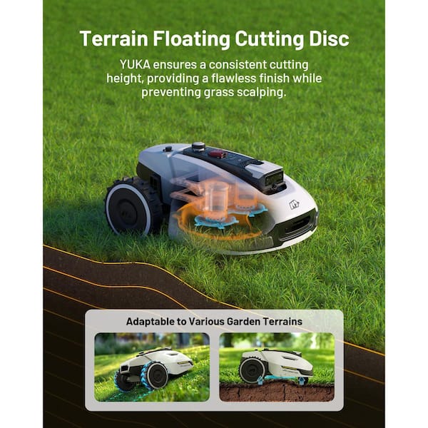 MAMMOTION YUKA 3000 12.6 in. Robot Lawn Mower (1 Acre) with AI Obstacle Avoidance and Multi-Zone ...