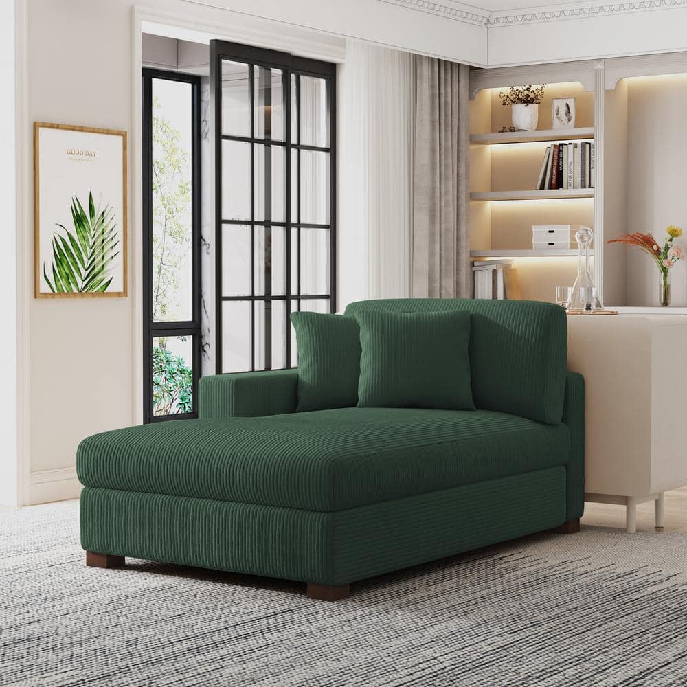 Uixe Hunter Green Corduroy Polyester Left Arm Facing Sectional Chaise ...