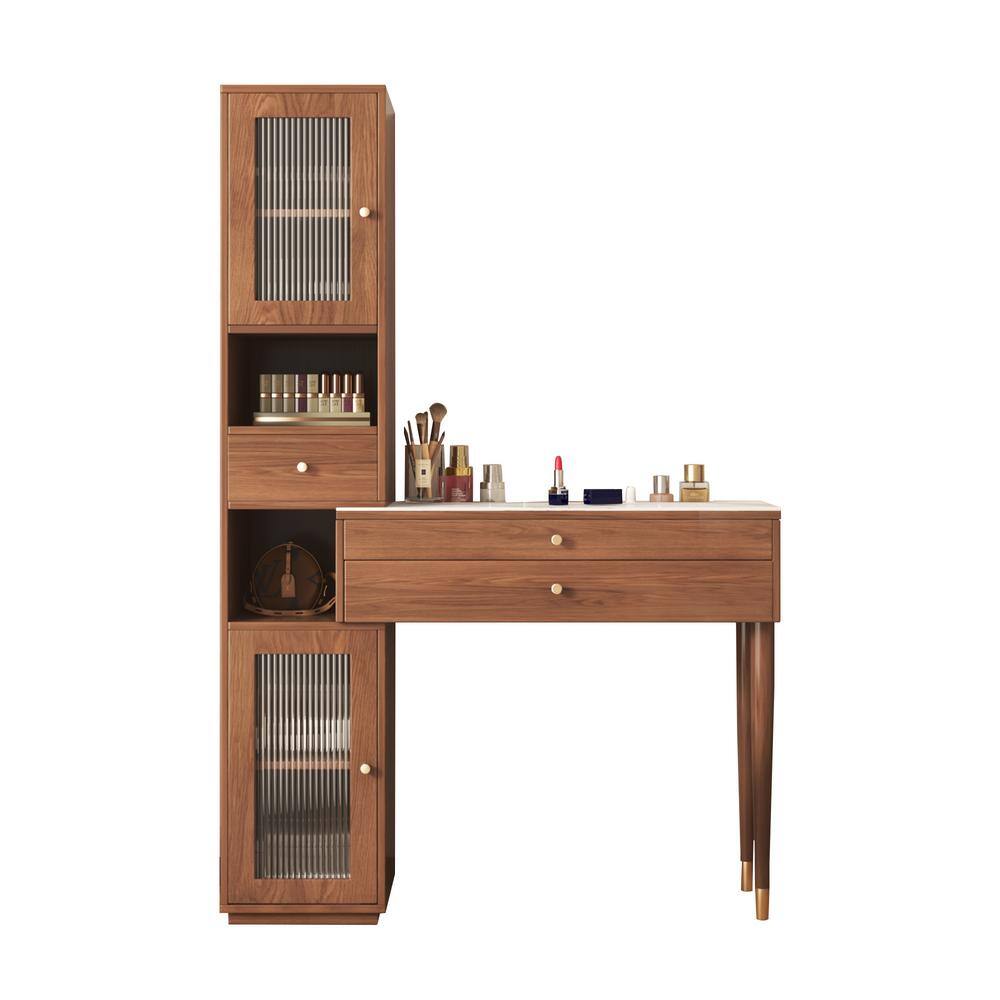 JASIWAY 42 in. Coffee 2 Drawer Dresser with Side Cabinet J-B2217P-CF ...