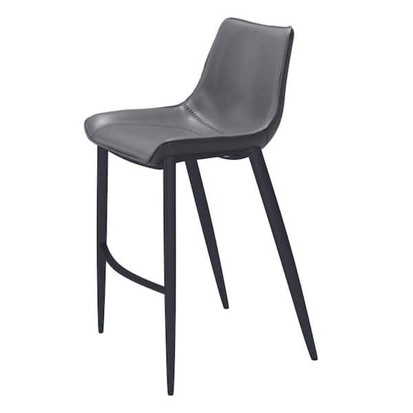 HomeRoots 43.30 in. H Dark Gray Bar Height Metal Bar Stool with Faux ...