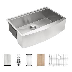 Xzkai 36 in. Farmhouse Single Bowls Stainless Steel Kitchen Sink in ...