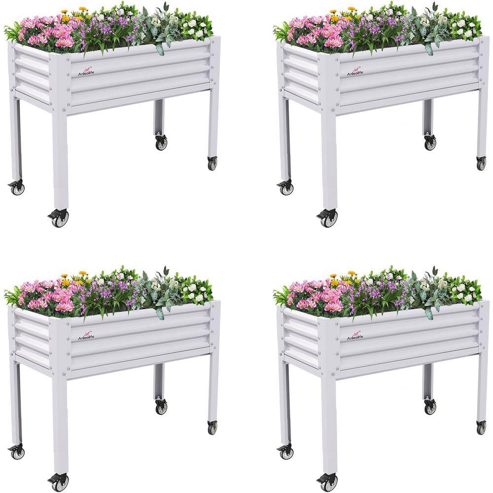 4-Set Galvanized Steel Raised Garden Bed with Legs, 48x24x35in Large ...