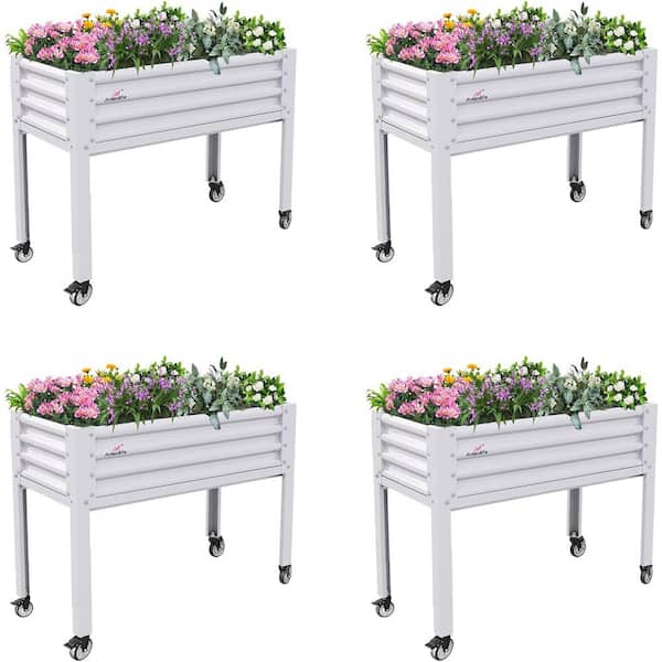 4-Set Galvanized Steel Raised Garden Bed with Legs, 48x24x35in Large ...
