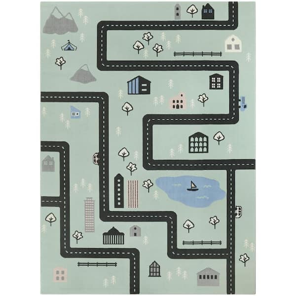 BALTA Urban Adventure Road Green/Black 4 ft. x 6 ft. Area Rug 3005800 ...