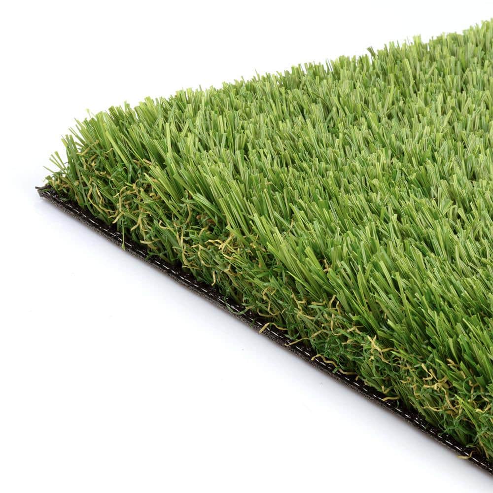 15 ft. W x Cut to Length Green and Tan Quick Draining Artificial Grass ...