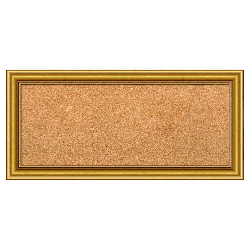 Amanti Art Townhouse Gold Wood Framed Natural Corkboard 34 in. x 16 in ...