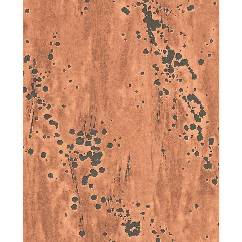 Seabrook Designs 56 sq. ft. Pumpkin and Metallic Nutmeg Splatter Paper ...