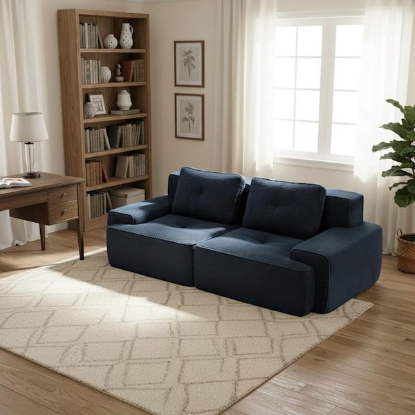 Homy Casa TITK 82 in. Track Arm 1-Piece Corduroy Modular Sectional Sofa ...