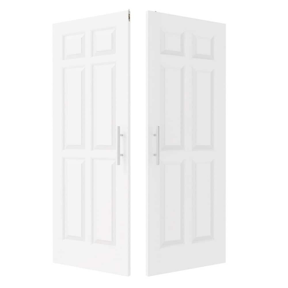 TENONER 64in. x 80in. Solid Wood & MDF, 6 Panel, Hollow Core, White ...