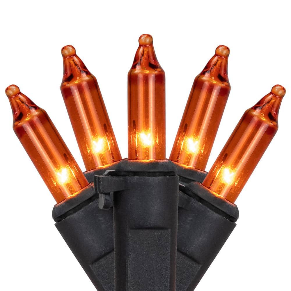 Northlight Set of 100 Orange Mini Christmas Lights 2.5 in. Spacing with ...