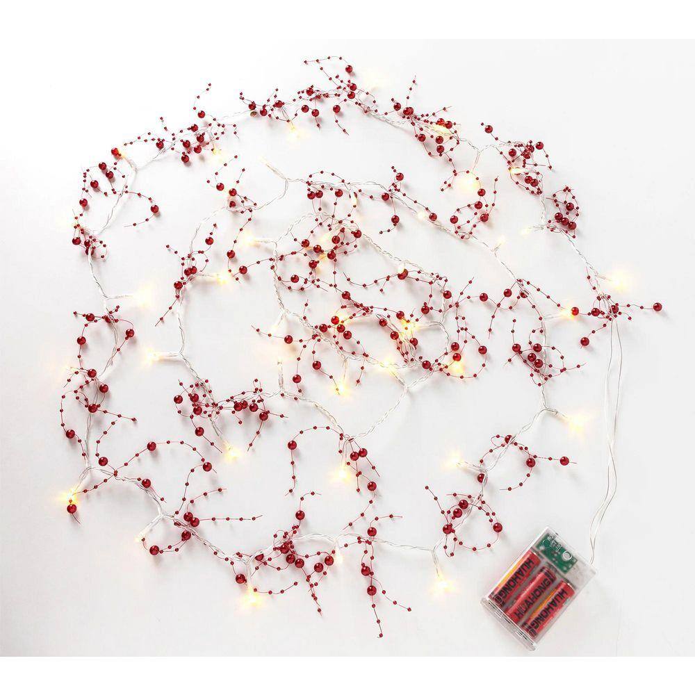Joyfy 10. 8 ft. Christmas Berry Garland String Light Beaded, 39 LED ...
