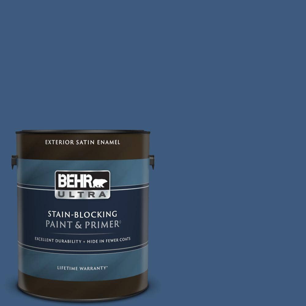BEHR ULTRA 1 gal. #M520-7 Admiral Blue Satin Enamel Exterior Paint ...
