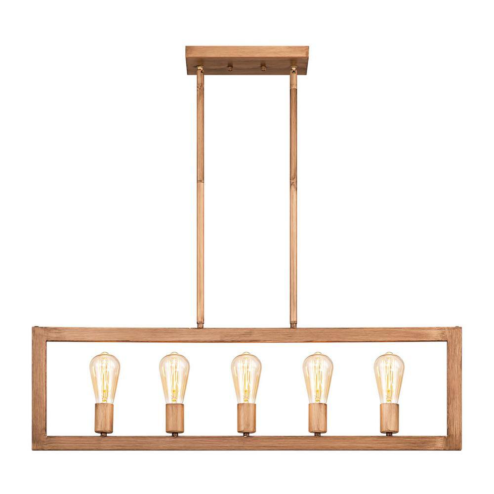 RRTYO Laurie 40 Watt 5 Light Industrial Rustic Natural Wood Color rrtyo-laurie-40-watt-5-light-industrial-rustic-natural-wood-color