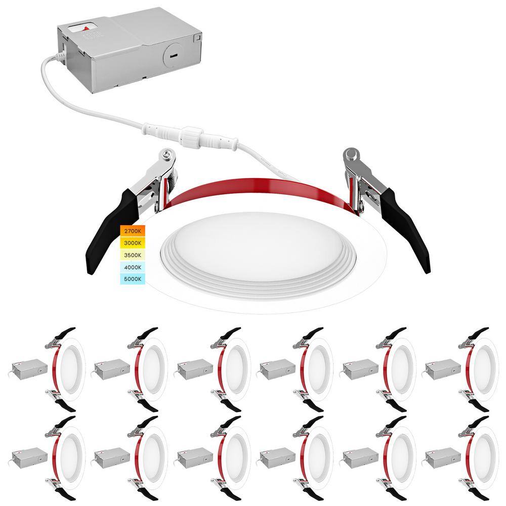 LUXRITE 4 in. Integrated LED Recessed Light Fire Rated 5CCT, 2-Hour ...