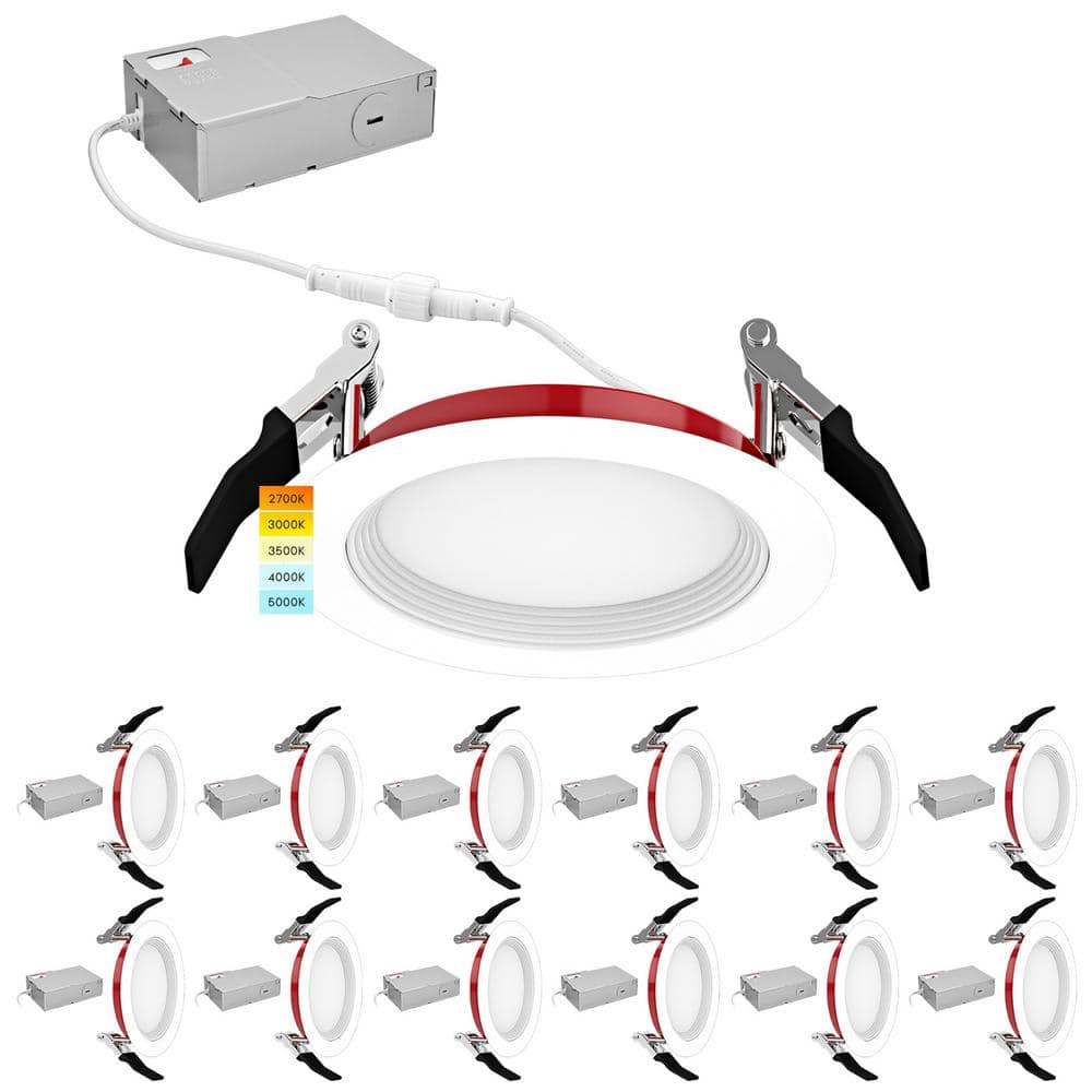 LUXRITE 4 in. Integrated LED Recessed Light Fire Rated 5CCT, 2-Hour ...