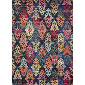 StyleWell Sedona Desert Navy/Multi-Color 4 ft. x 6 ft. Global Area Rug ...