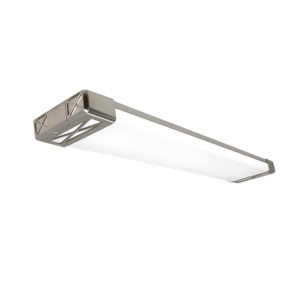 Commercial Electric 4 ft. Brushed Nickel Decorative End Caps 5250LM 75W ...