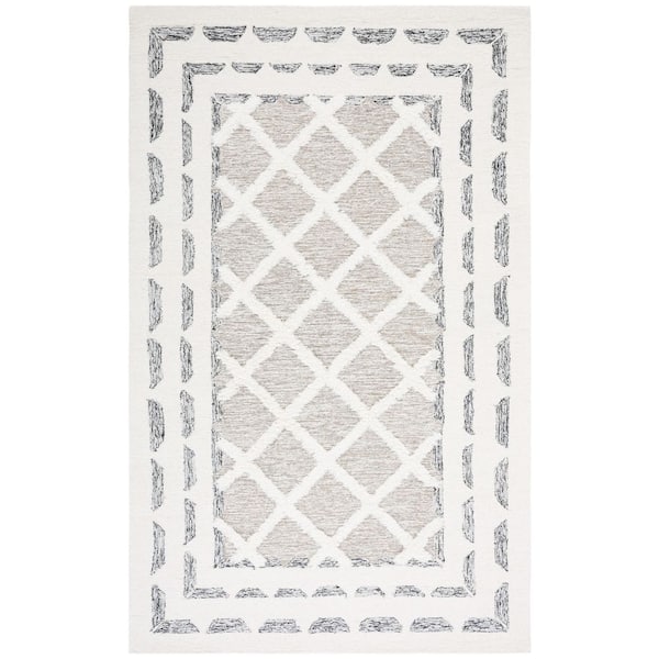 SAFAVIEH Casablanca 8 ft. x 10 ft. Gray/Ivory Diamond High-Low Area Rug ...