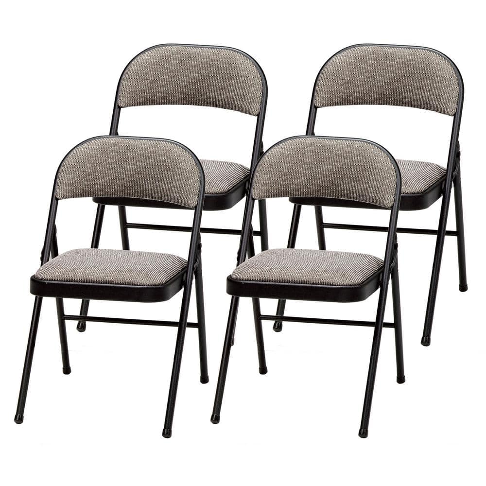Meco Black Metal Fabric Padded Folding Chair (Set of 4) 037.49.4C4 ...