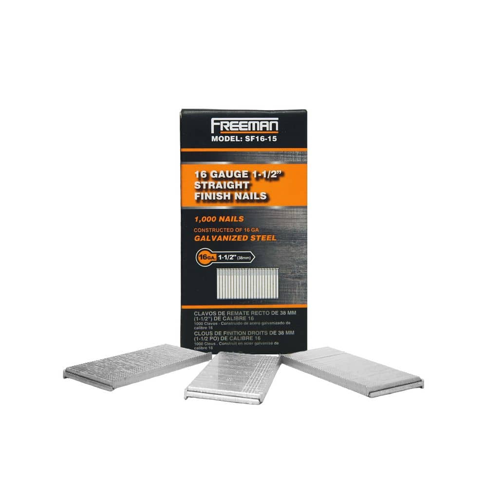 Freeman 16-Gauge 1-1/2 in. Glue Collated Hot-Dipped Galvanized Straight ...