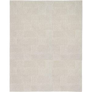 Nourison Textured Home Grey Ivory 2 ft. x 4 ft. Geometric Contemporary ...